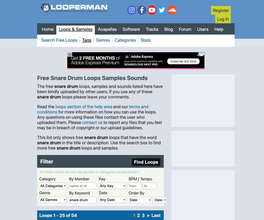 1,600 Free Snare Drum Samples, Loops, Snare Sample Packs