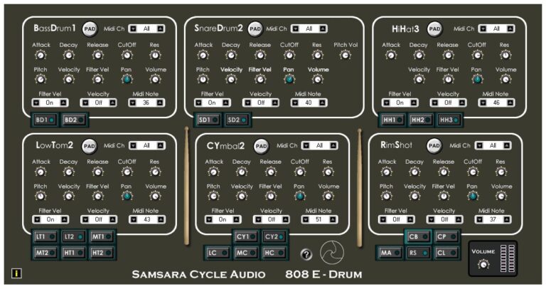FREE 808 E Drum Synthesizer VST by Samsara Cycle Audio