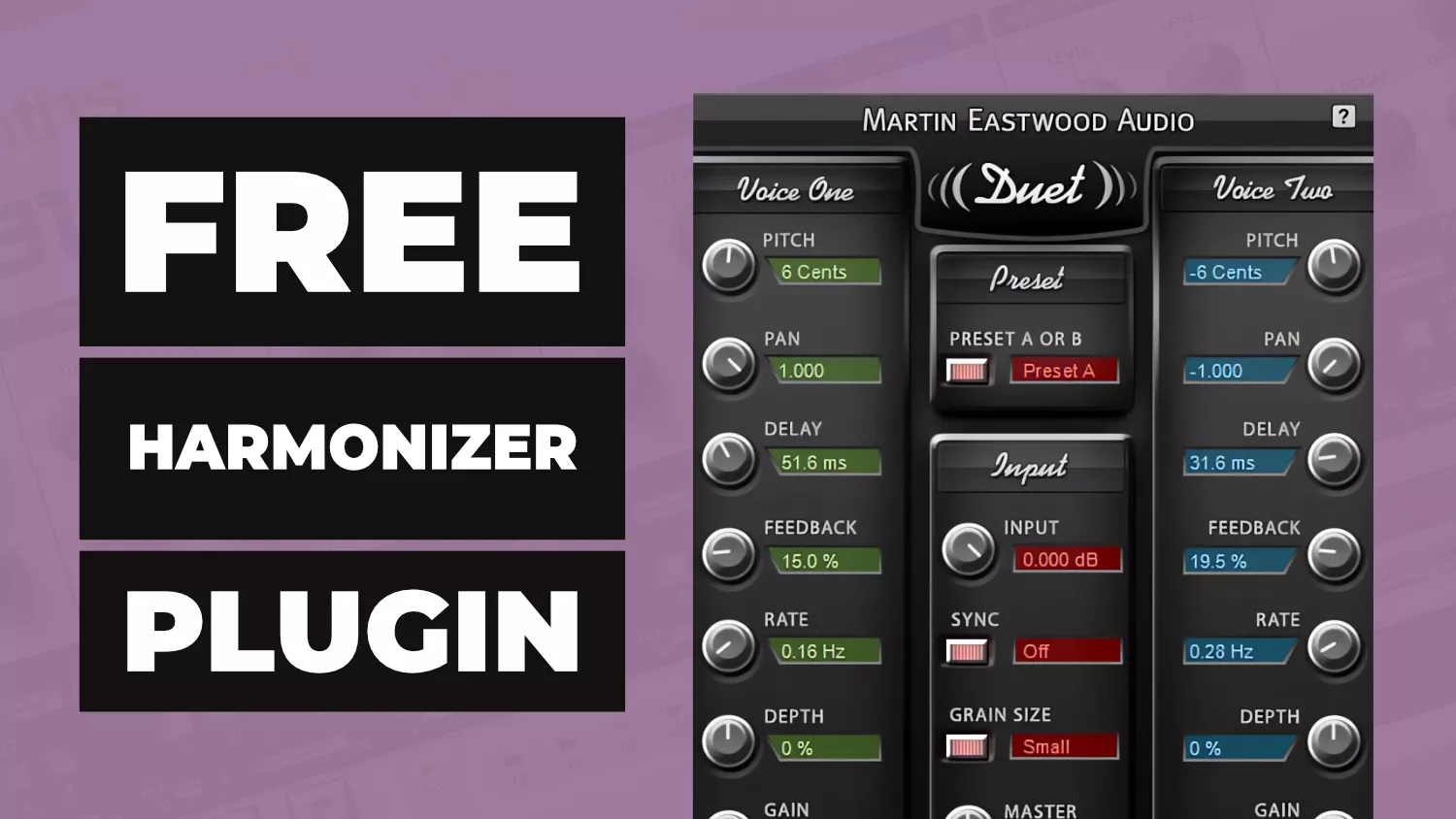 FREE Duet Harmonizer VST by Martin Eastwood (Windows)
