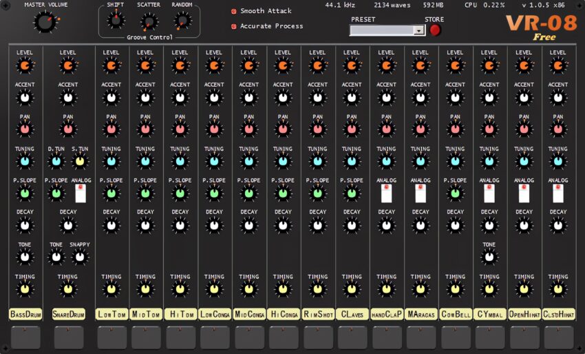 FREE VR-08 Roland TR-808 Emulation VST by Alipapa